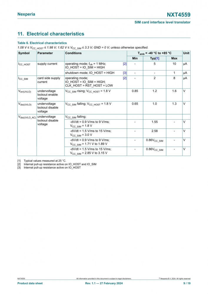 NXT4559UPZ datasheet page 9