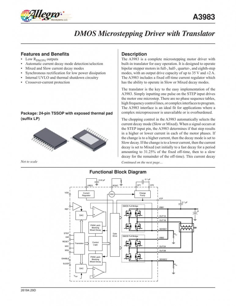 A3983SLPTR-T datasheet page 1