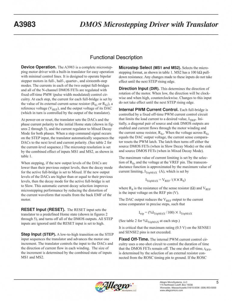 A3983SLPTR-T datasheet page 5