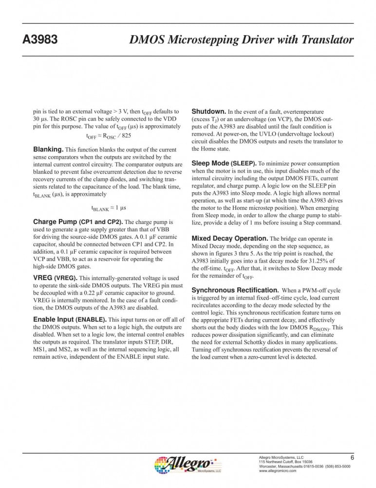 A3983SLPTR-T datasheet page 6