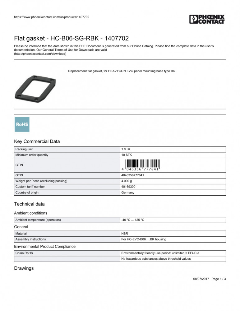 Phoenix Contact 1407702 technical document page 1