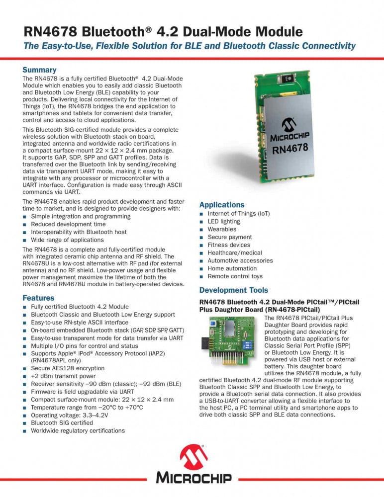 RN4678 product documentation page 1