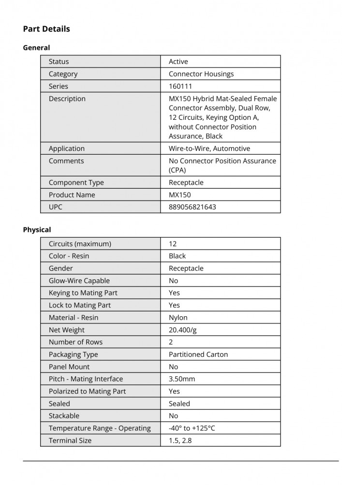 MOLEX 1601116001 technical document image, page 2