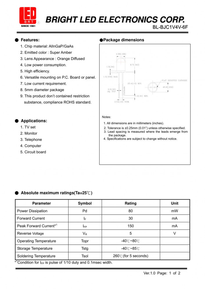 BL-BJC1V4V-6F datasheet page 1