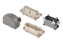 Heavy-Duty Connector Kit, 24 Pole, Series S-E Female-Male Inserts, Pg21 Die-cast Aluminum Hood-Side Entry, Surface Mount Housing-Vertical, 2 Lever, Size 24B «104x27», Grey for sale