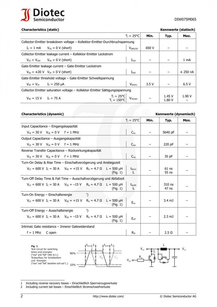 DIW075M065 datasheet page 2