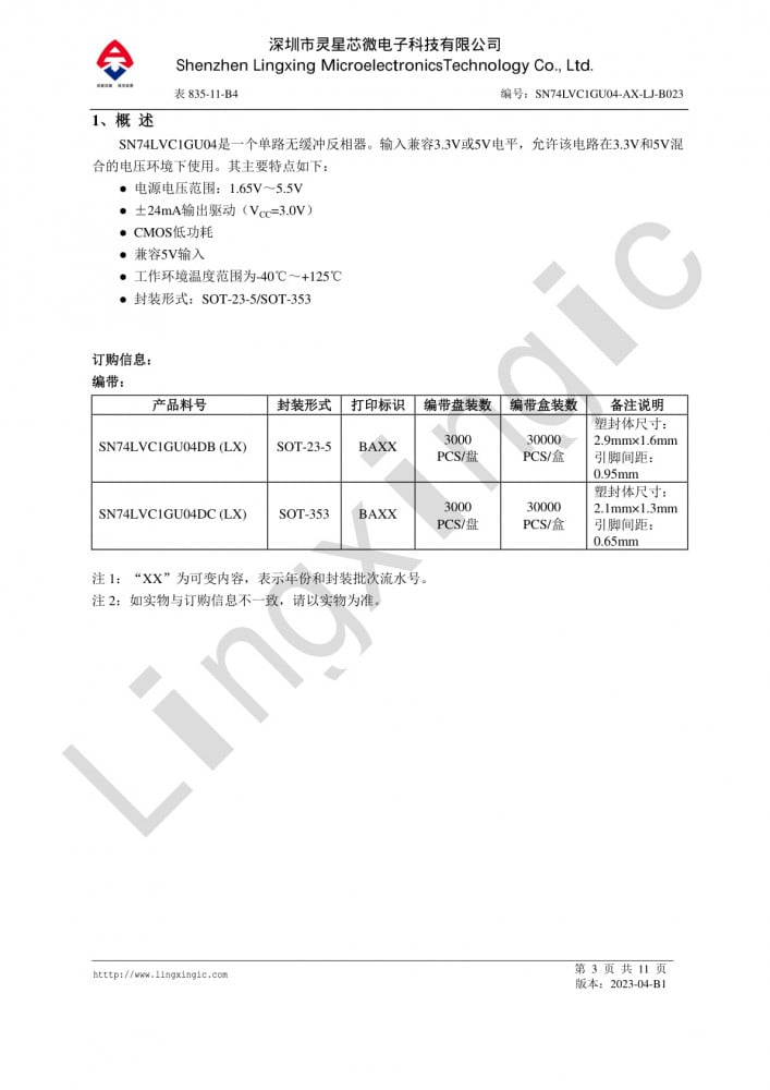 SN74LVC1GU04 datasheet page 3