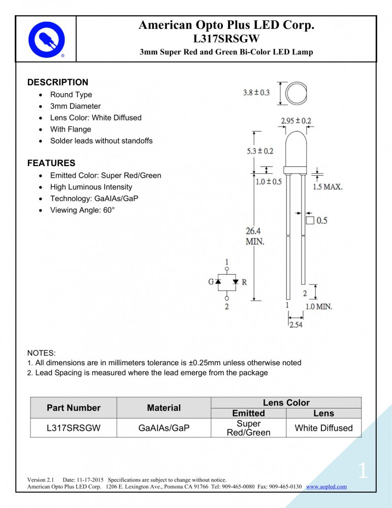 L317SRSGW datasheet page 1