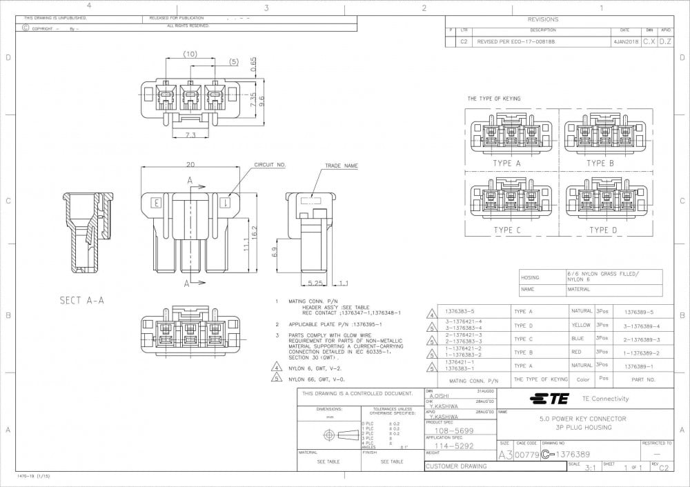 TE Connectivity 2-1376389-3 technical drawing preview