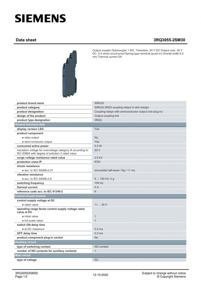 3RQ30552SM30 technical document page 1