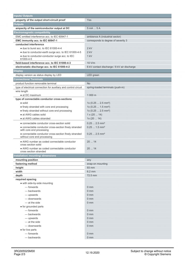 3RQ30552SM30 technical document page 2