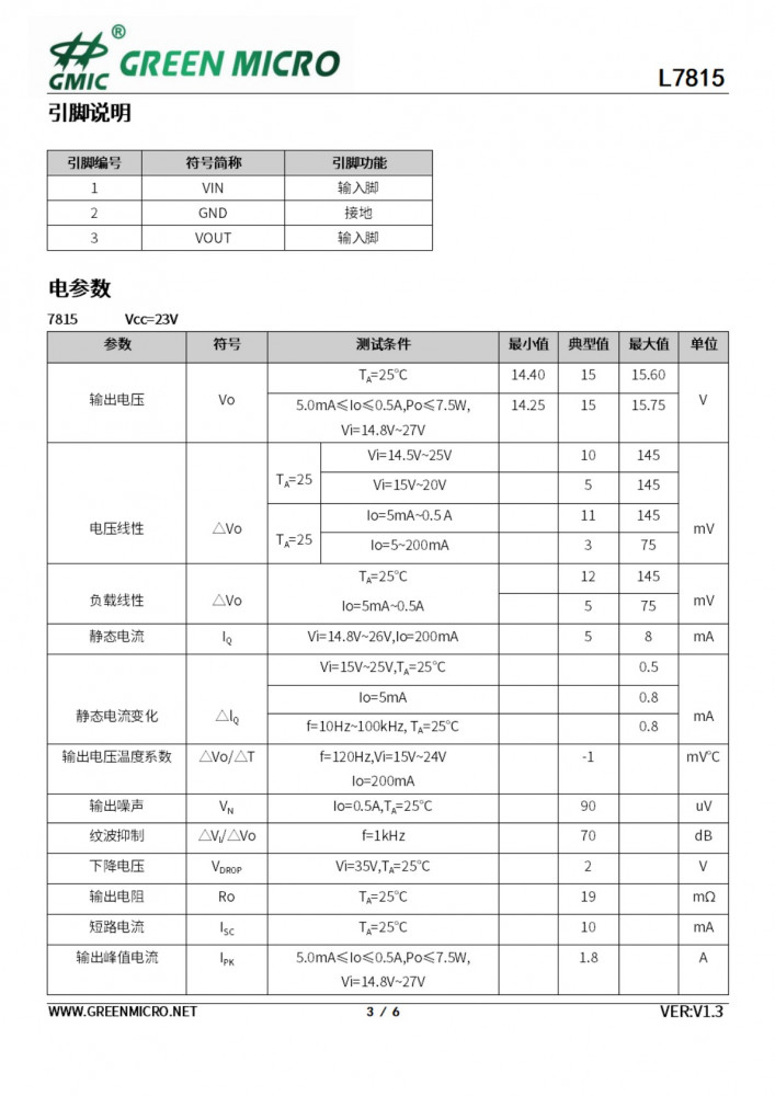 L7815 datasheet page 3
