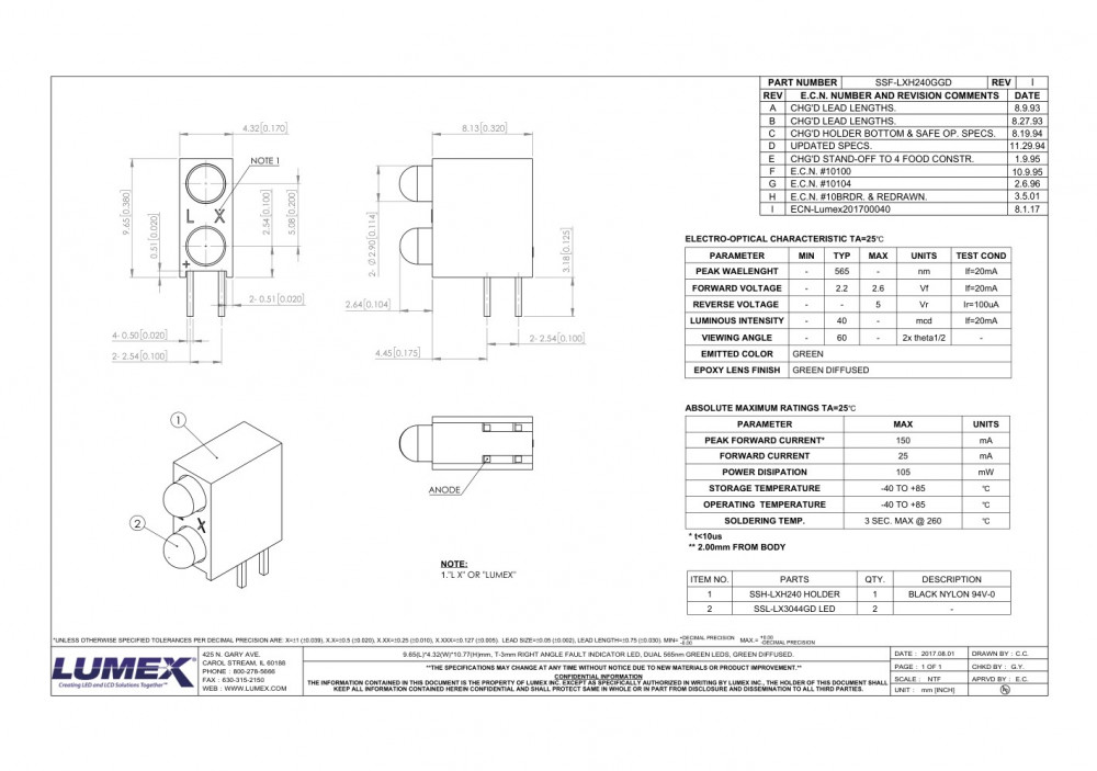SSF-LXH240GGD product drawing page