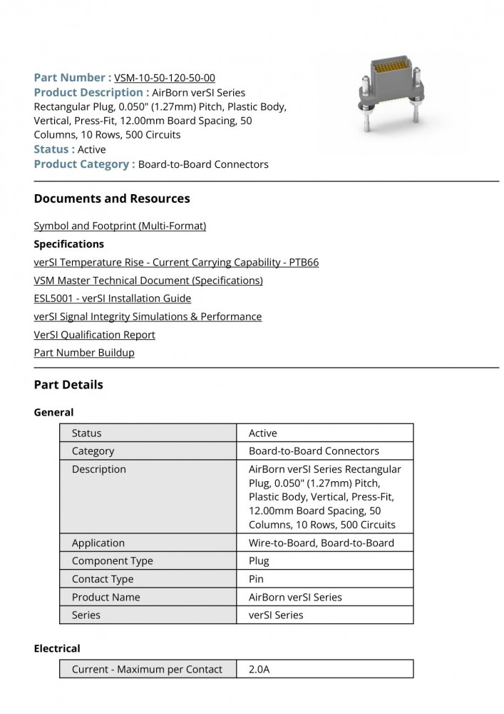 Product technical document preview, page 1
