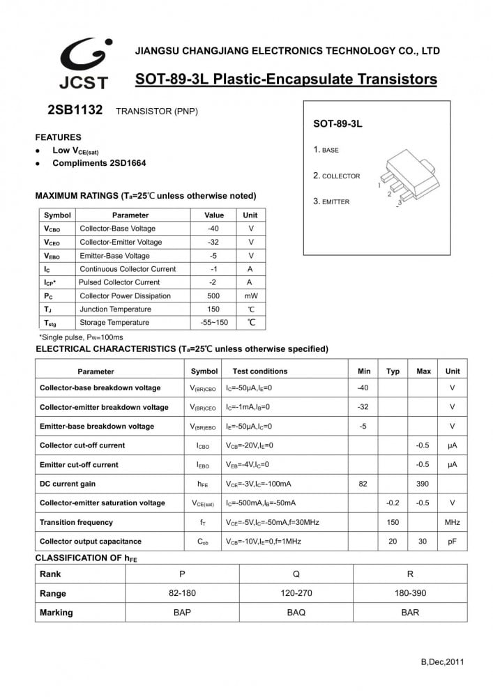 2SB1132 datasheet page 1