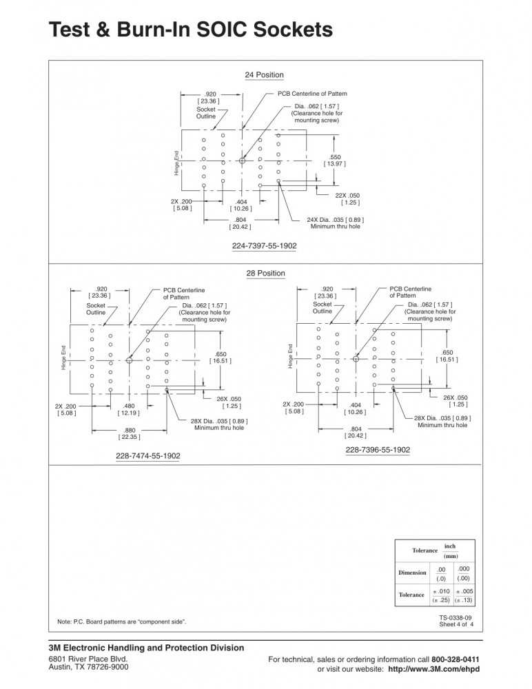 3M TS-0338 SOIC socket technical sheet page 4