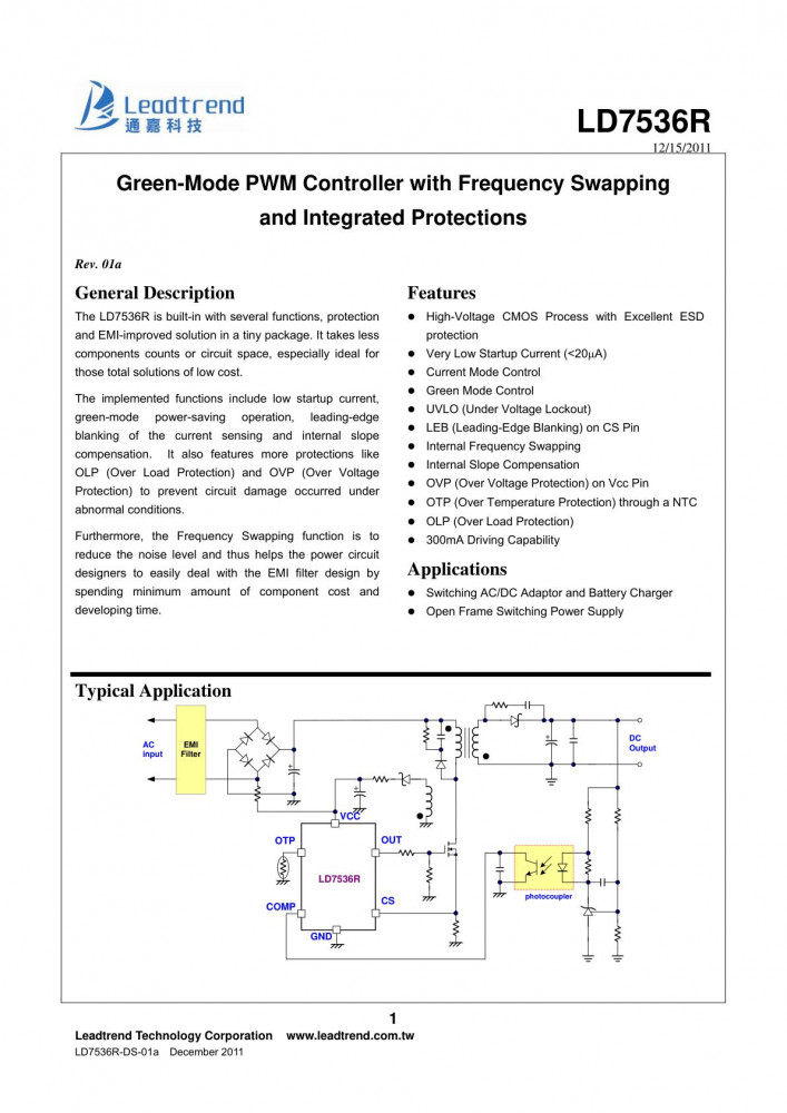 LD7536R datasheet page 1