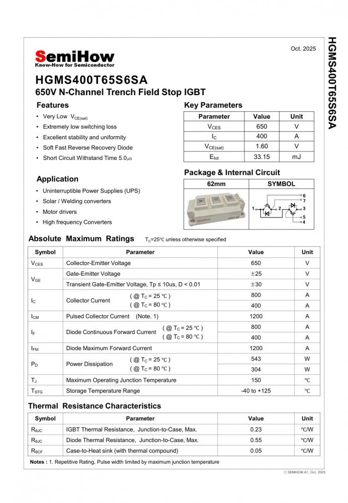 HGMS400T65S6SA datasheet page 1