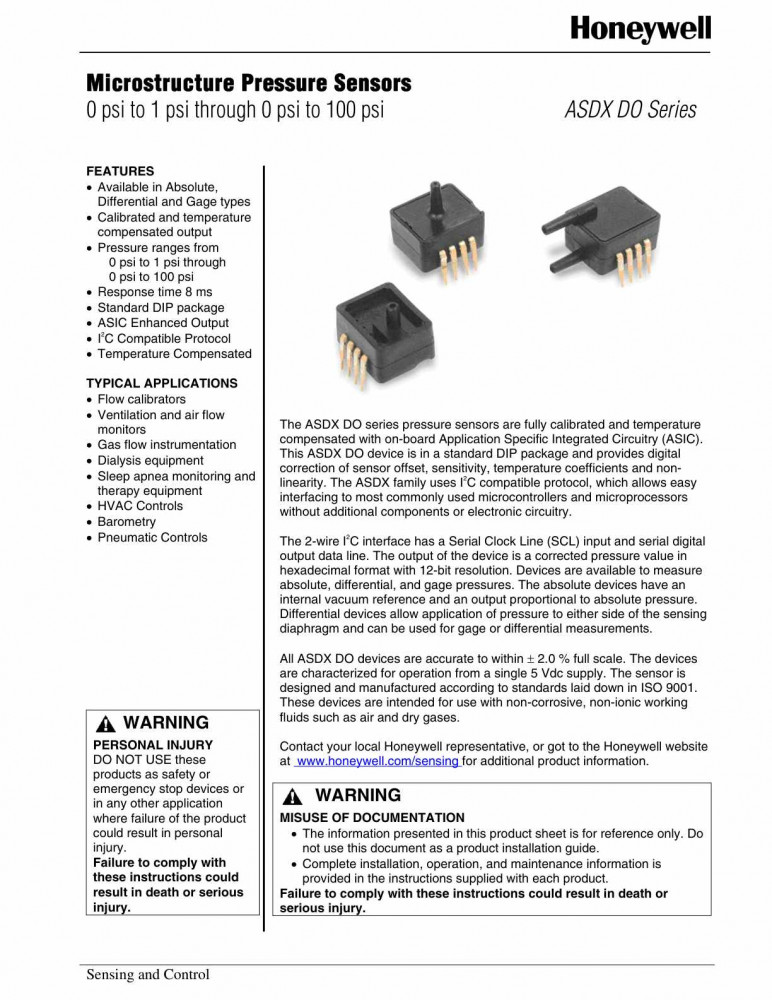ASDX DO Series datasheet preview, page 1