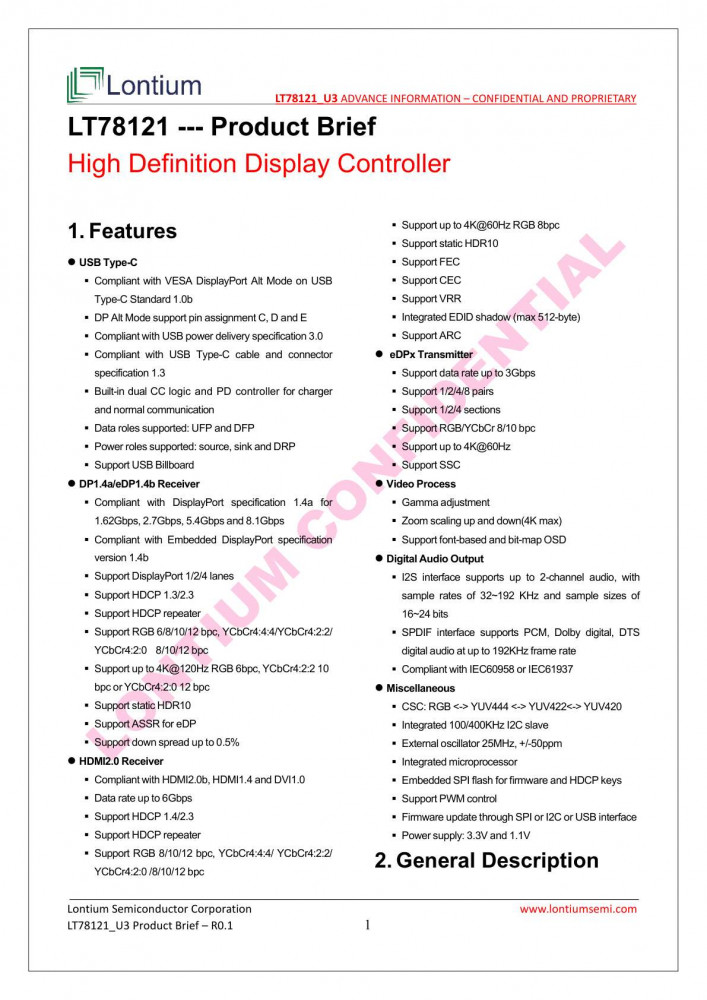LT78121 product document page 1