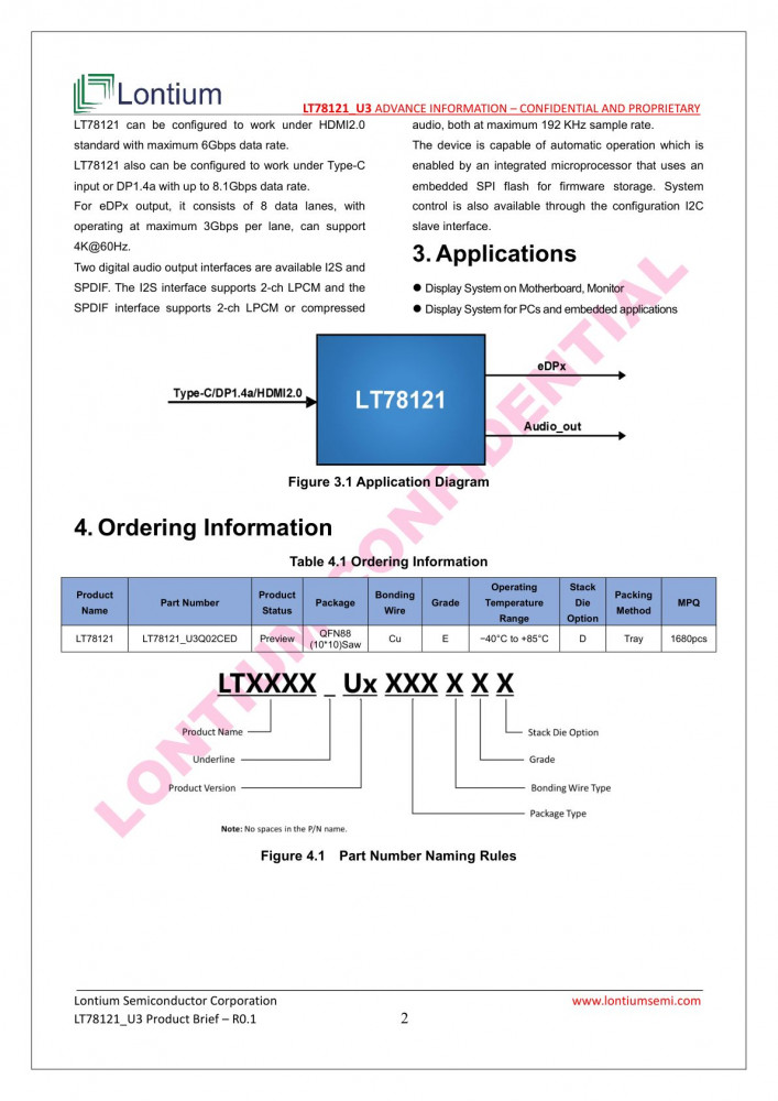 LT78121 product document page 2