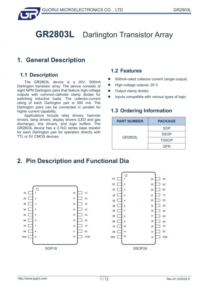 GR2803L datasheet page 1