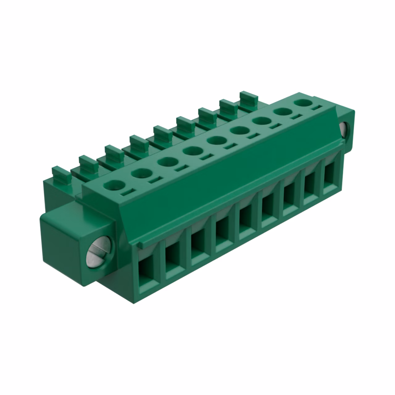 3.81mm Pitch Eurostyle Horizontal Plug, with Retention Screws, Green Housing, 9 Circuits for sale