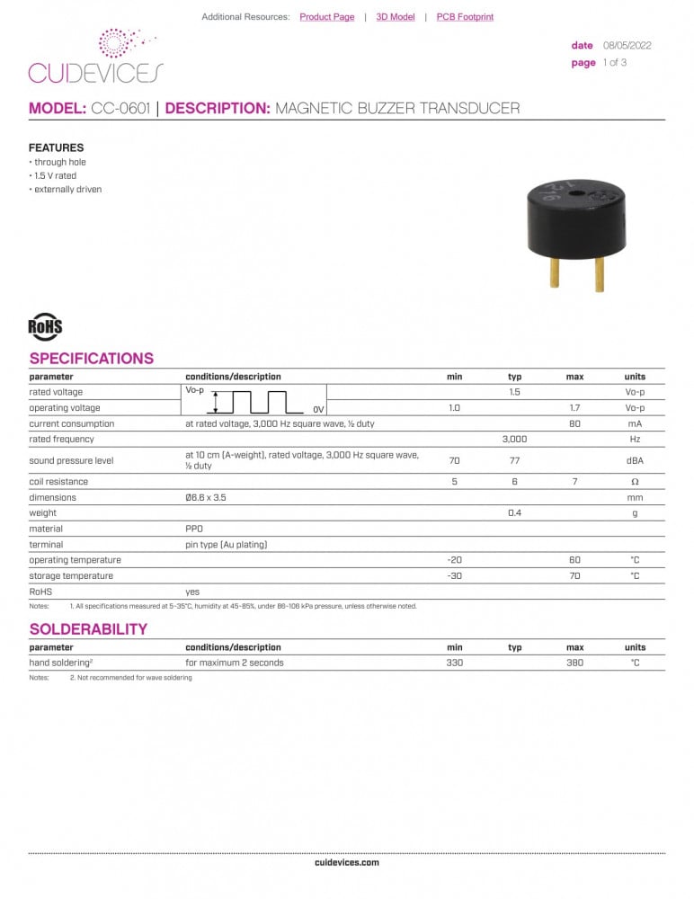 CC-0601 datasheet page 1
