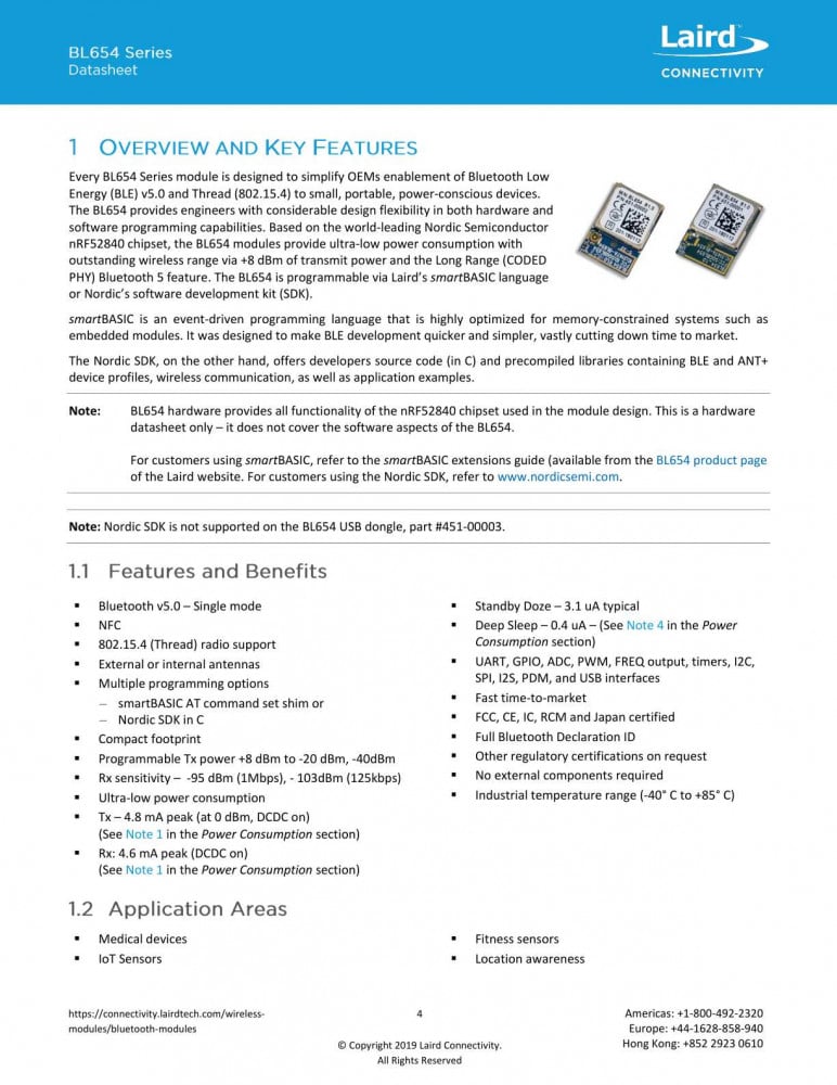 BL654 datasheet page 4