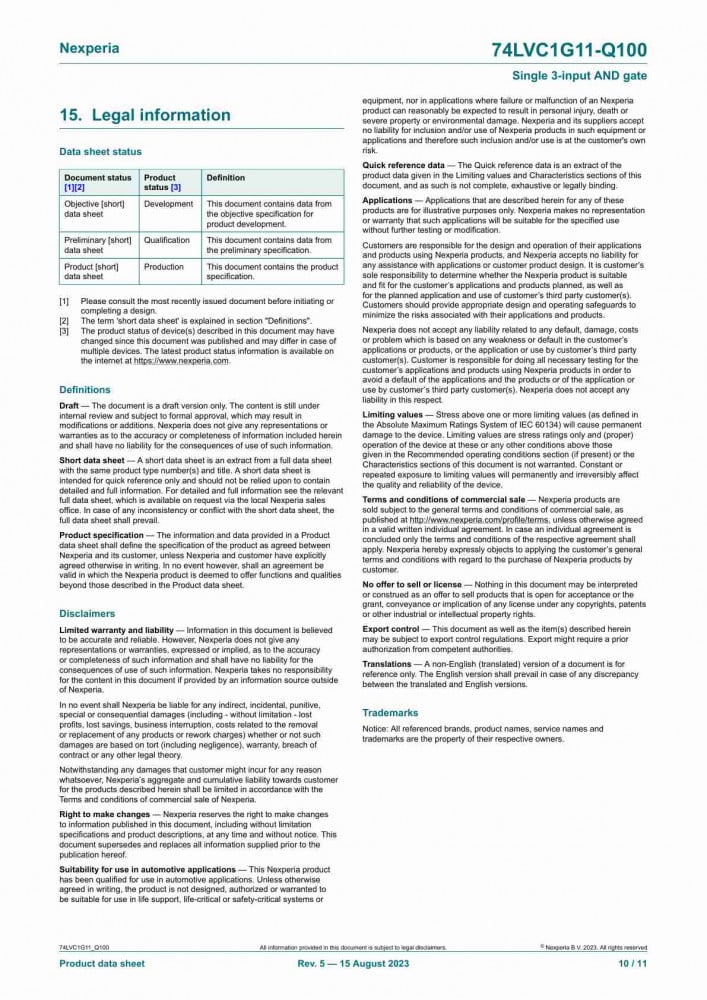 74LVC1G11-Q100 datasheet page 10