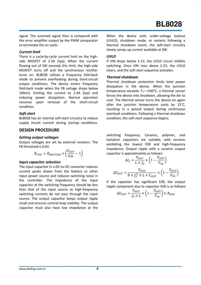 BL8028 datasheet page 5