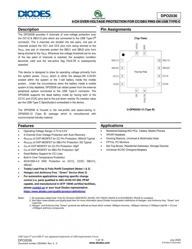 DPO2036DBB-7 datasheet page 1