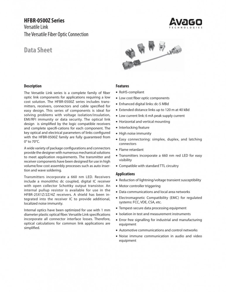 HFBR-2533Z datasheet page 1