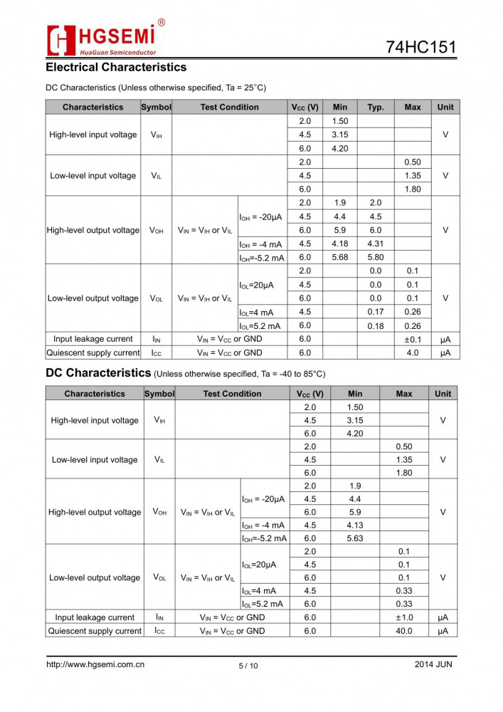 74HC151N datasheet page 5