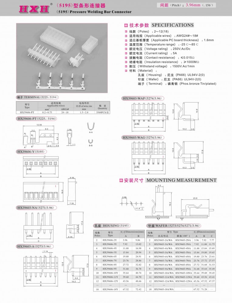 HX39606-12Y technical document page