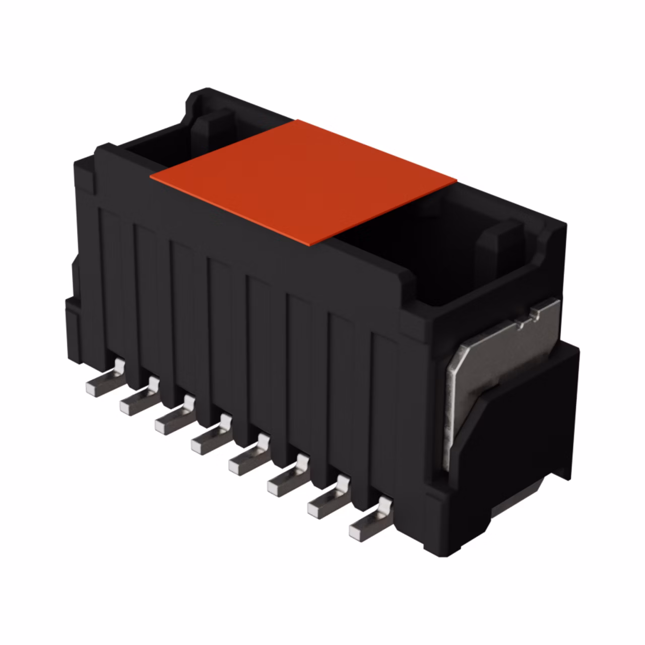 Micro-One Wire-to-Board Header, Vertical, 2.00mm Pitch, Single Row, Glow-Wire Capable, Surface Mount, 8 Circuits, Gold Plating, Black, Potting Capability, with Cover Tape for sale