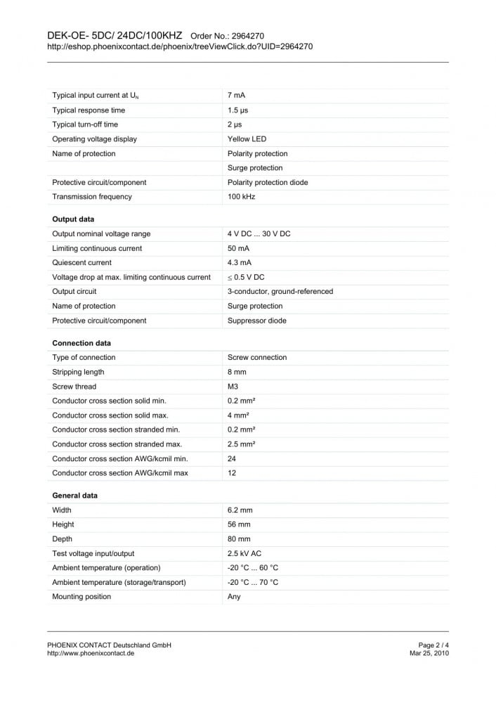 Phoenix Contact 2964270 technical document page 2