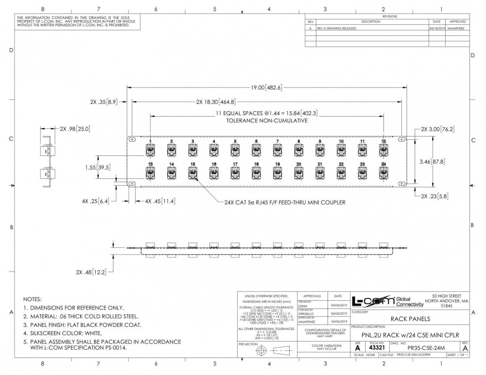 L-com PR35-C5E-24M technical drawing