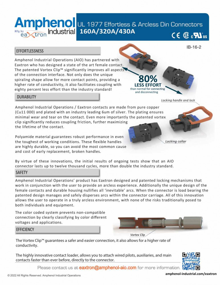 Amphenol Eaxtron battery connector documentation page 1