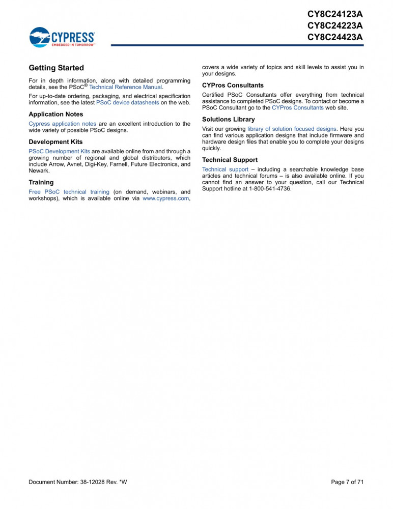 CY8C24423A-24LTXI document page 7