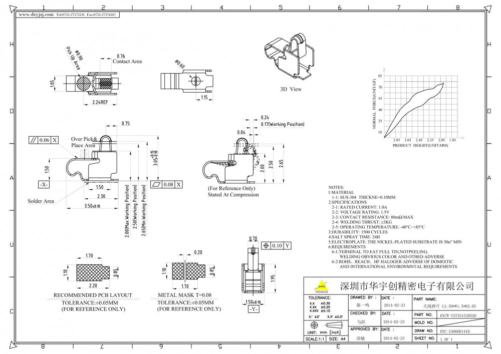 HOAUC HYCW-TXT3515305AD technical drawing