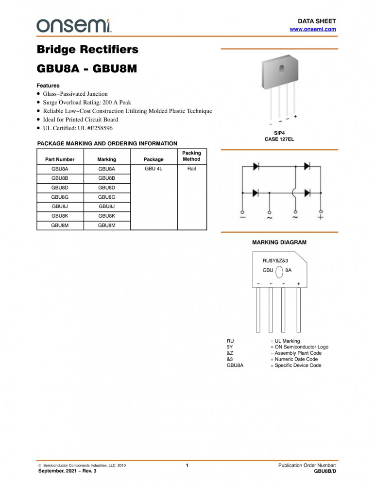 GBU8B datasheet page 1