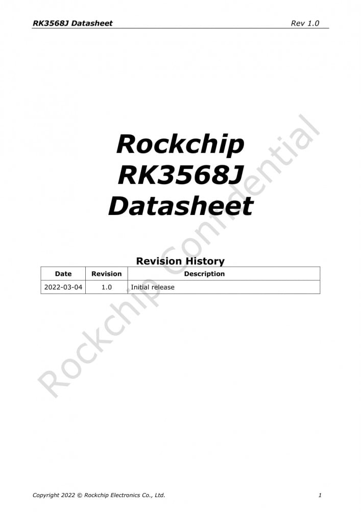 RK3568J datasheet page 1