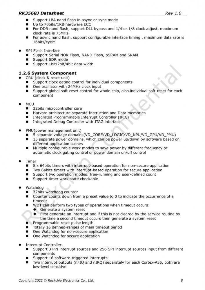 RK3568J datasheet page 8