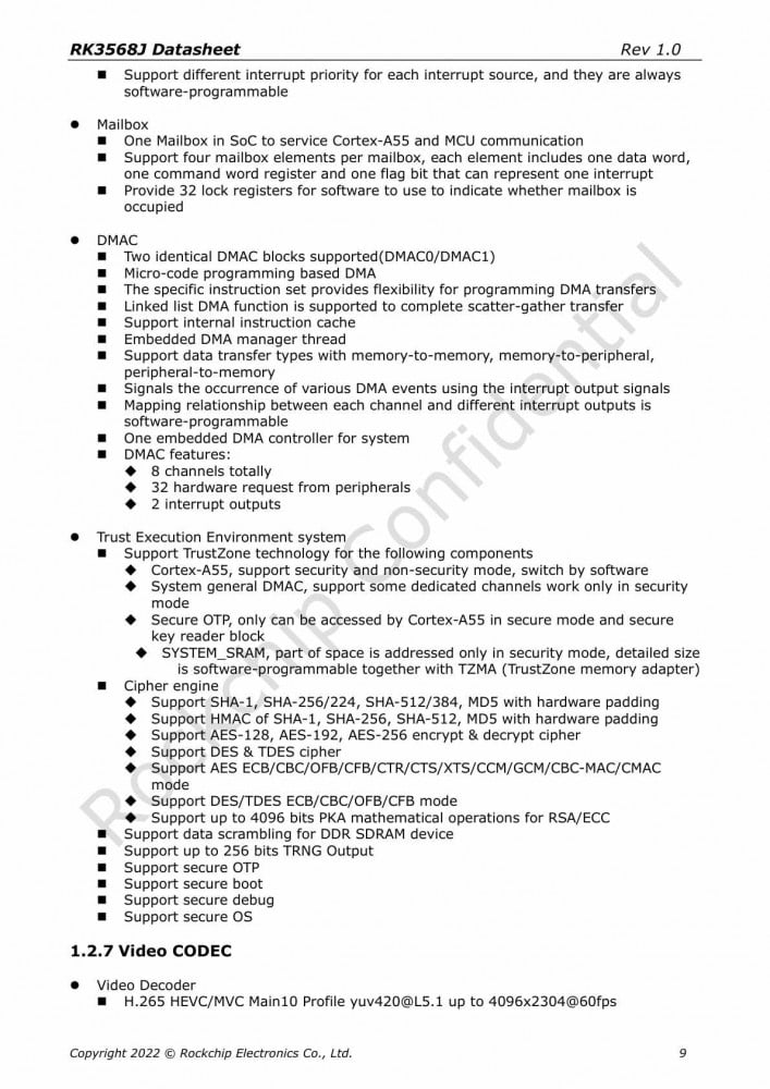 RK3568J datasheet page 9