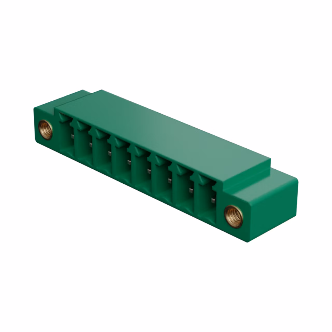 3.81mm Pitch Eurostyle Right-Angle PCB Header, with Threaded Retention Inserts, Green Housing, 8 Circuits for sale