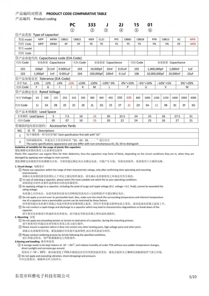 KYET PC333J2J1501 specification page 3