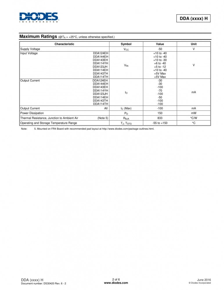 DDA114YH-7 datasheet page 2
