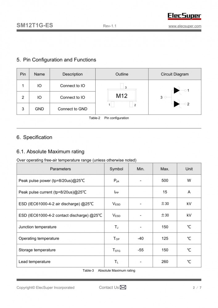 SM12T1G-ES datasheet page 2