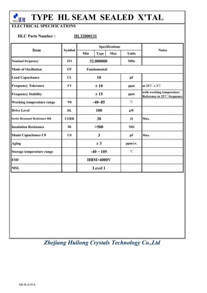 HL32000131 specification page 2